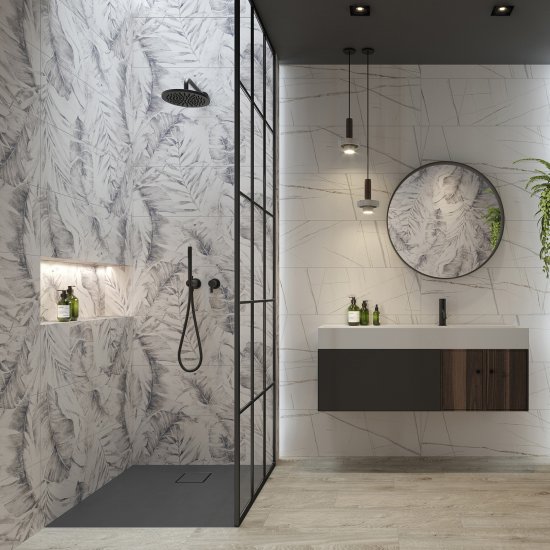 Płytka ścienna inserto LEAN 3 elementy white satin 87x89 gat. I ...