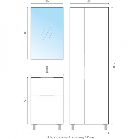 CERSANIT Słupek łazienkowy CITY 180 biały do samodzielnego montażu S584-019-DSM | NEXTERIO