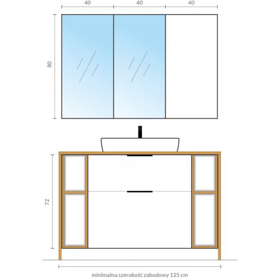 CERSANIT Szafka lustrzana CITY 40 biała do samodzielnego montażu S584 ...