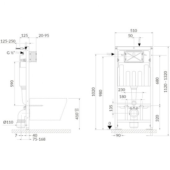 CERSANIT Zestaw stelaż TECH LINE OPTI +miska, deska CREA SQUARE ...
