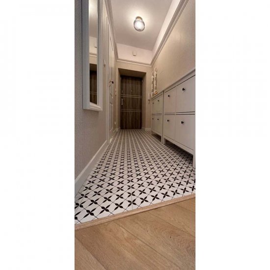 Gres szkliwiony PATCHWORK CLOVER black pattern satin 29,8x29,8 gat. I ...