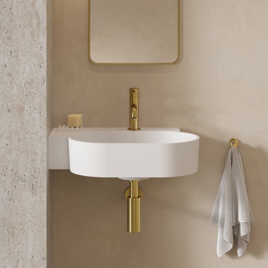 OMNIRES Umywalka nablatowa OVO M+ wisząca-lewa 55x38 cm biały mat ...