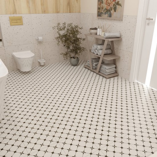 Gres szkliwiony LOVELY PATCHWORK SENTIMA white-black mat 29,8x29,8 #295 ...