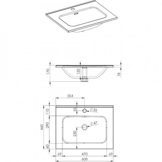 ELITA Umywalka pojedyncza meblowa SKAPPA 60, ceram navy blue matt ...