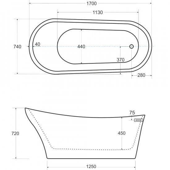 BESCO Wanna wolnostojąca CALIMA GLAM ZŁOTA 170 maskownica syfonu z ...