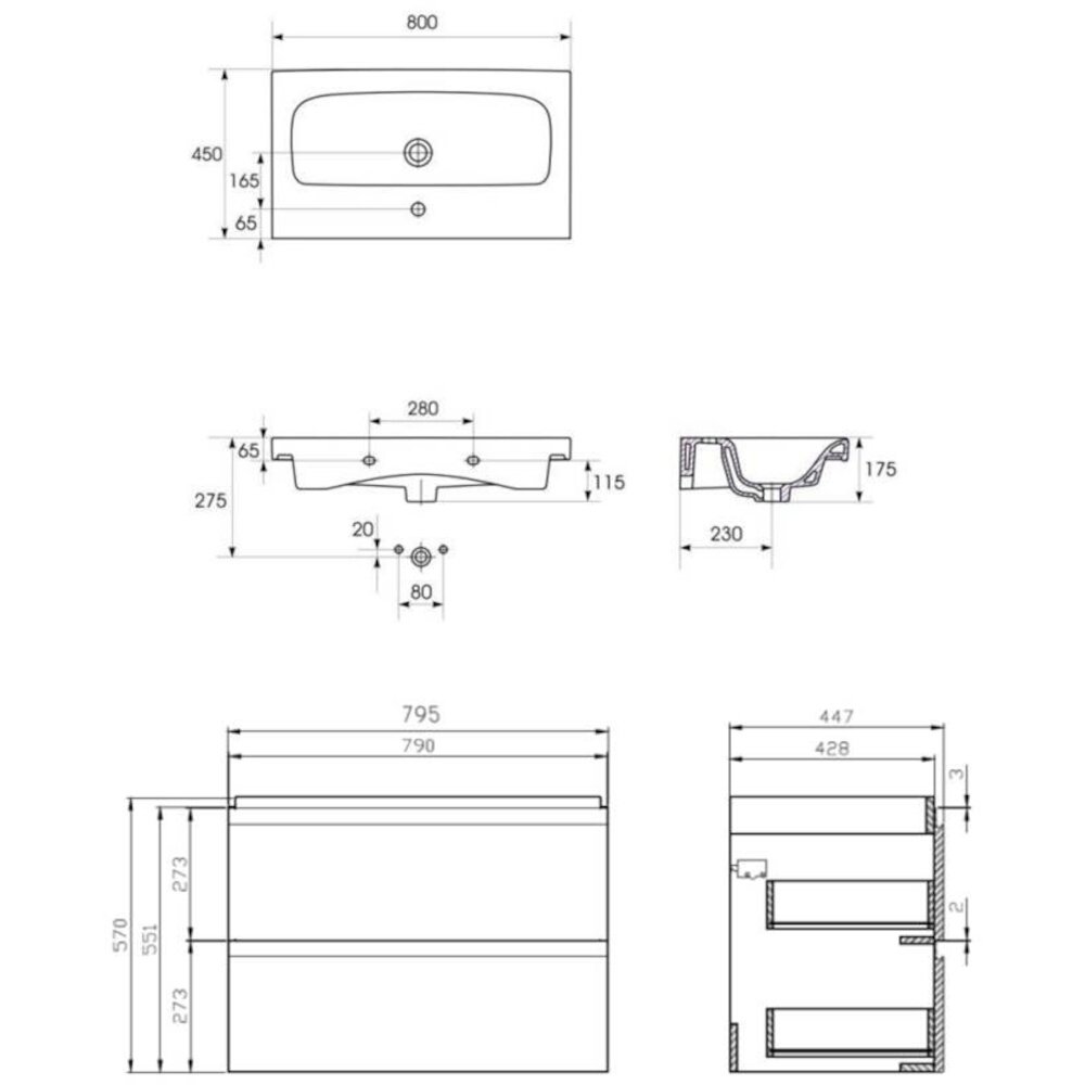 CERSANIT Szafka z umywalką MODUO 80 biała do samodzielnego montażu S801 ...